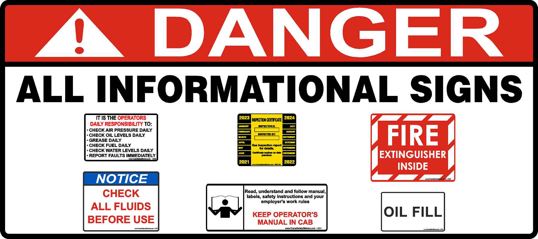 All Informational Crane Signs and Stickers
