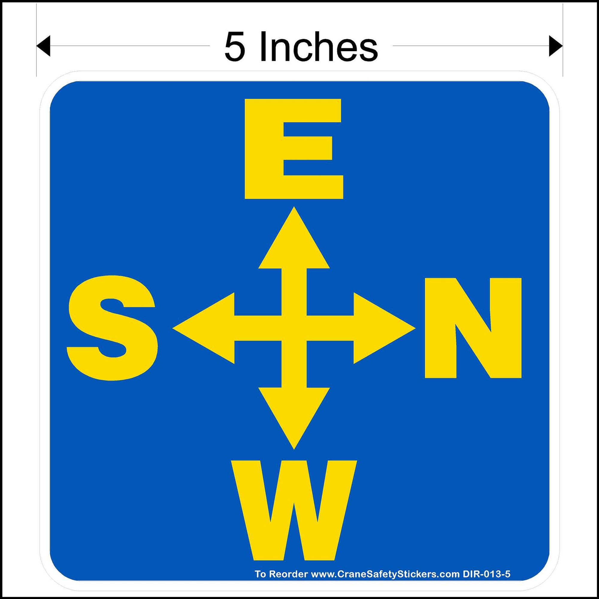 Bottom Side Mounted Overhead Crane Directional Decal East North West S
