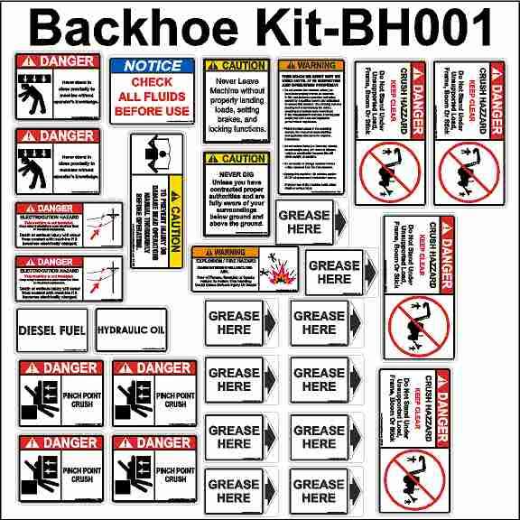 Backhoe Safety Sticker kit - OSHA & ANSI-Compliant Crane Safety ...