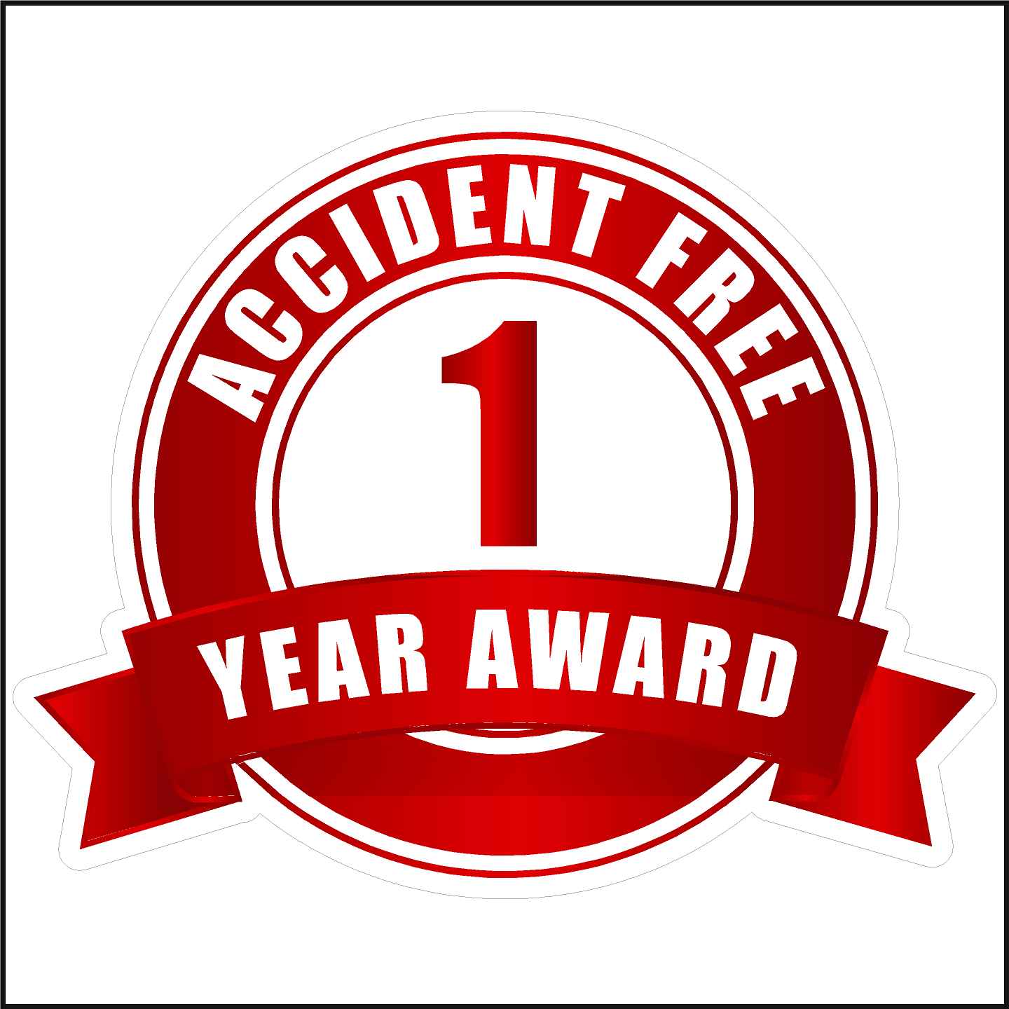 Hard Hat Stickers Accident Free 1 Year Award