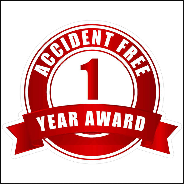 Hard Hat Stickers Accident Free 1 Year Award