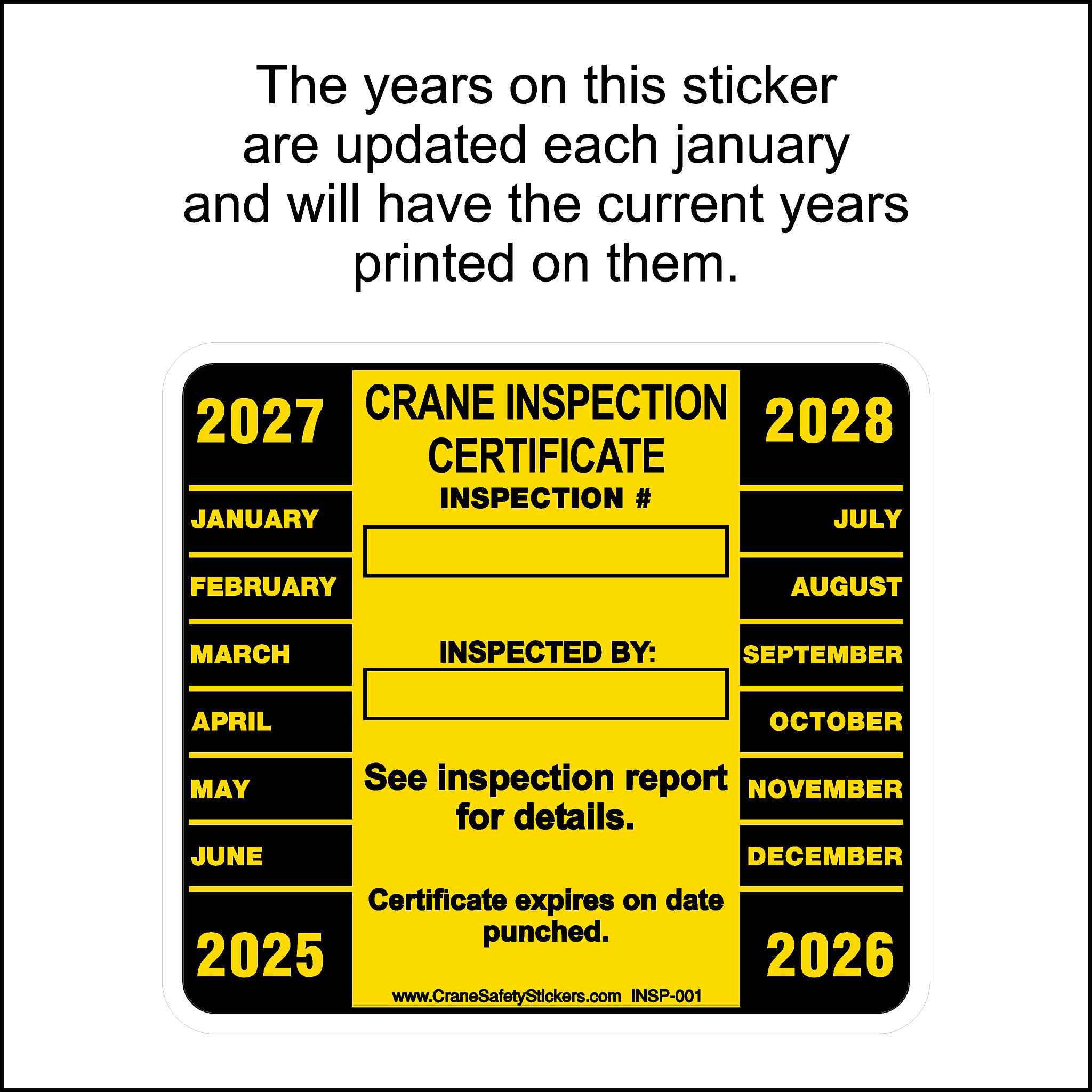 Annual Crane Inspection Stickers