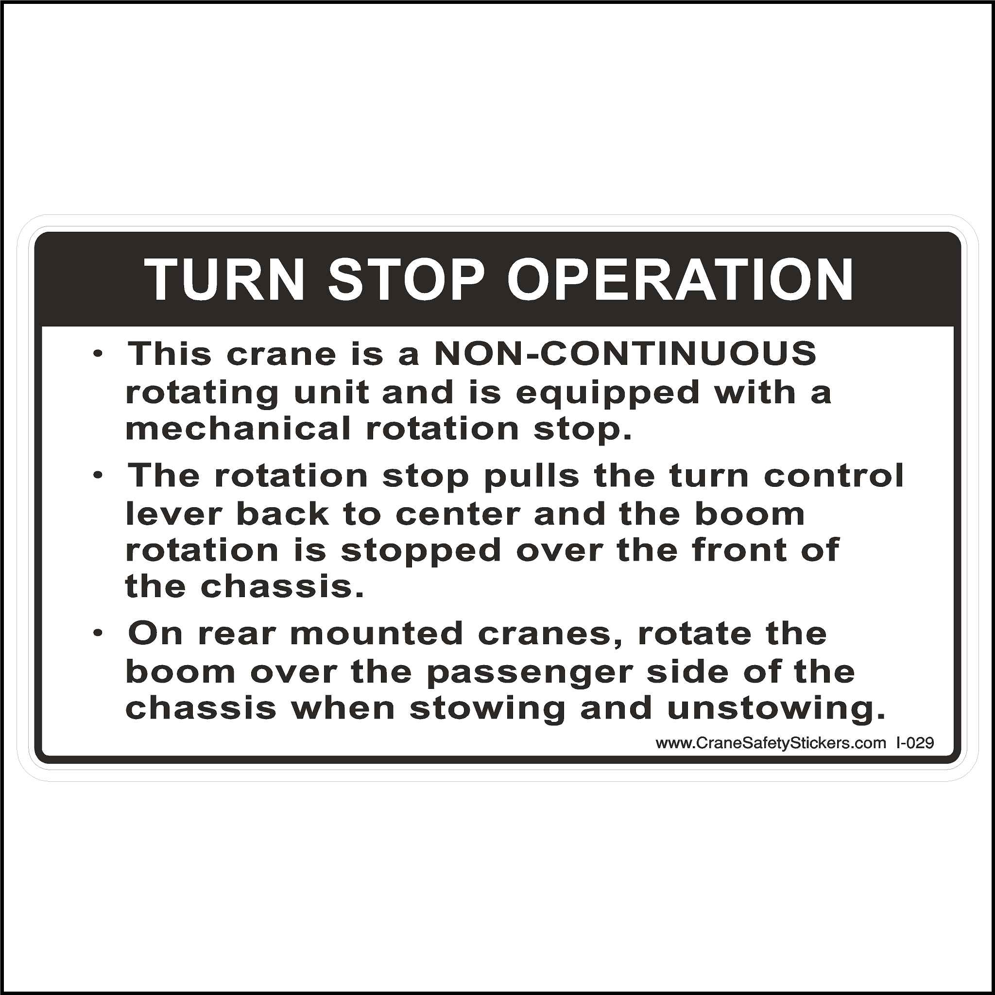 Crane Turn Stop Operation Labels