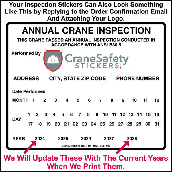 Crane Inspection Stickers: ASME B30.5 Compliant - OSHA & ANSI-Compliant ...