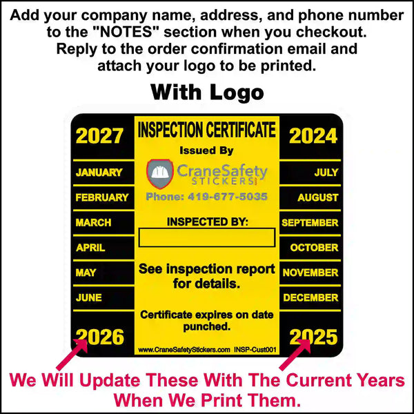 Custom Crane Inspection Sticker Add Your Own Name And Number - Safety ...