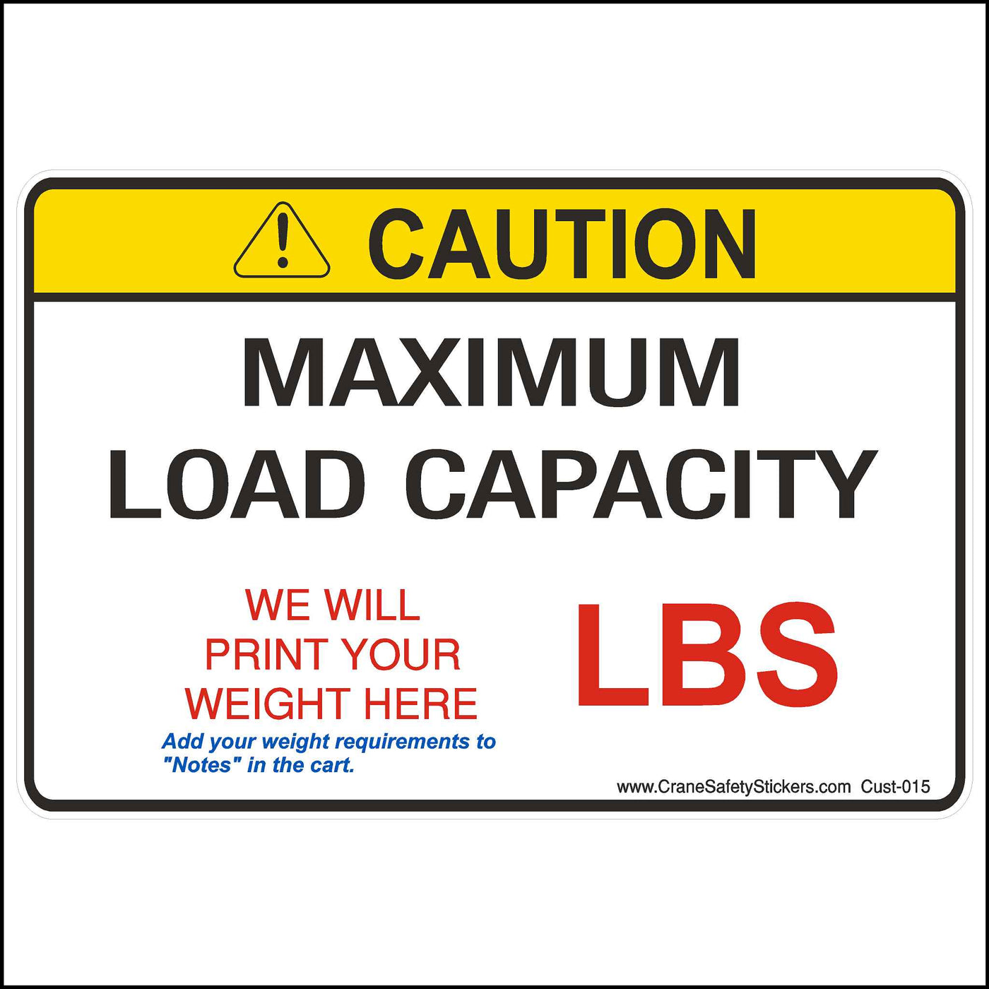 Weight Capacity Stickers