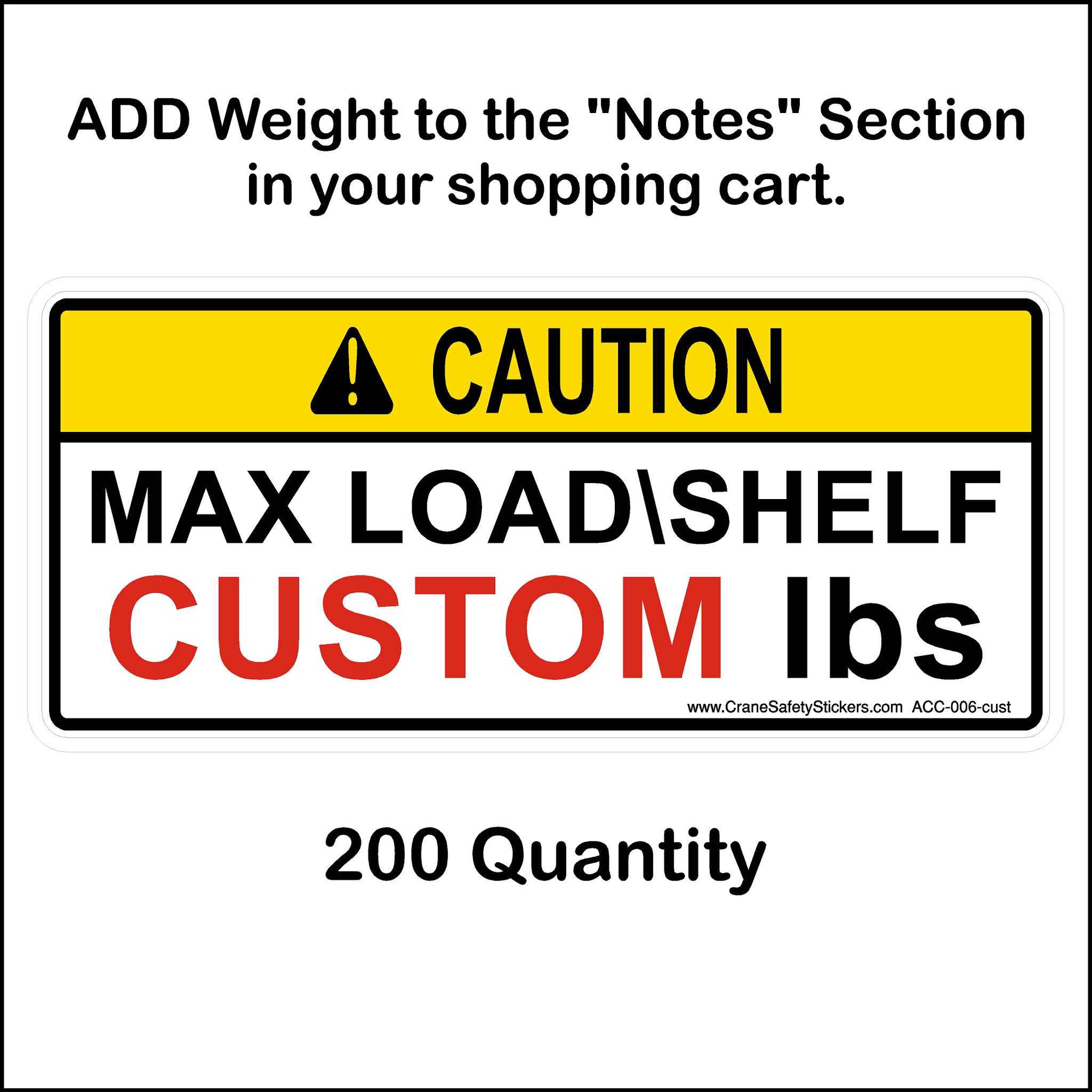 Custom Small Pallet Racking Sticker Printed with Caution Max Load Shel ...