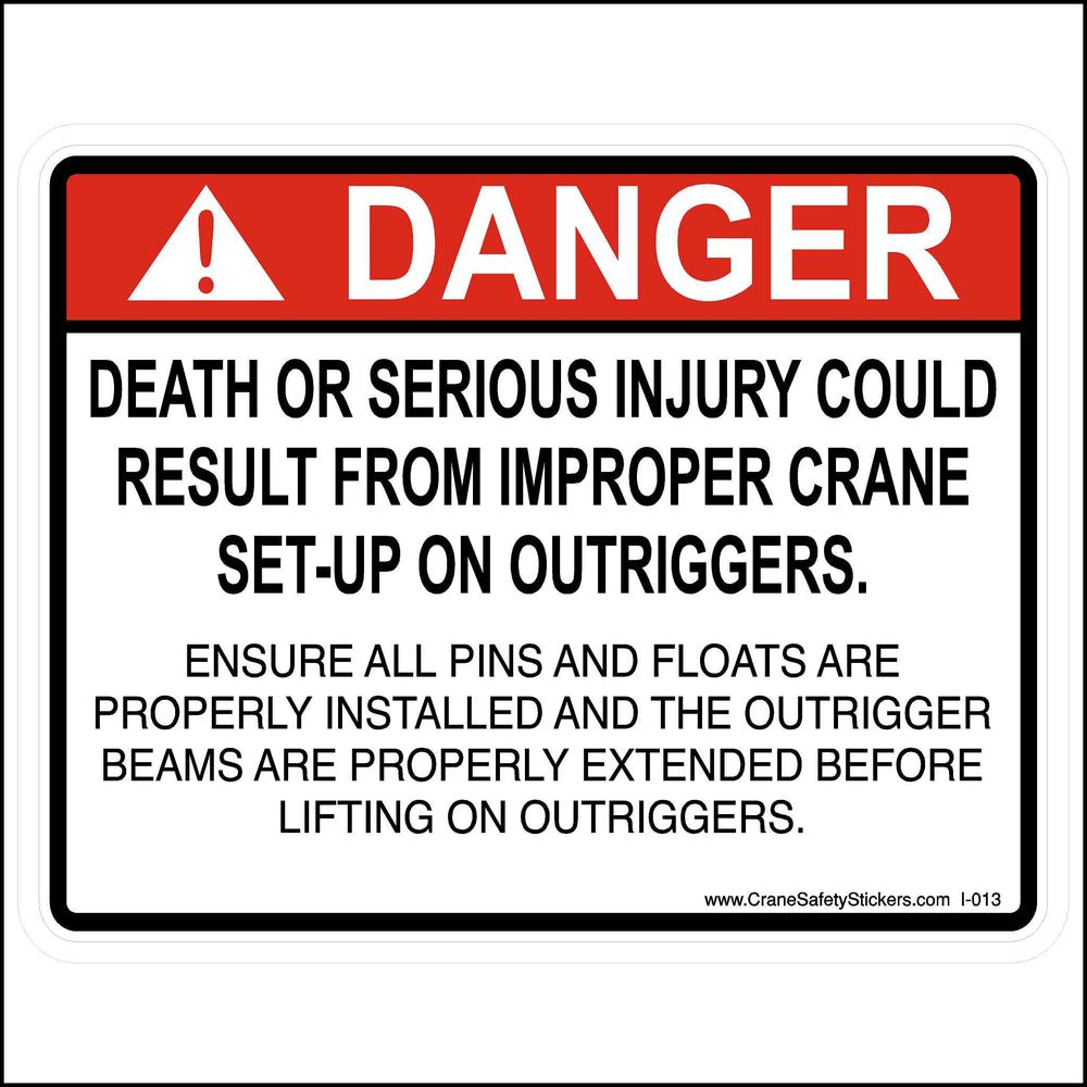 Crane Safety Decals and Boom Truck Safety Decals Tagged "- Outrigger"
