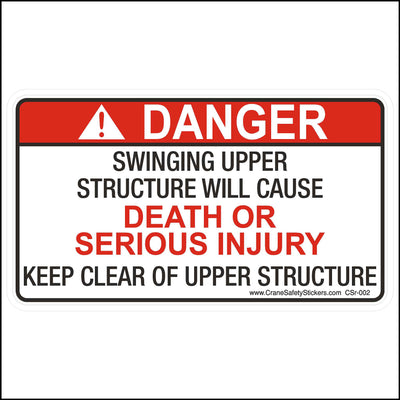 Crane Swing Radius Protection Safety Decal Swinging Upper Structure