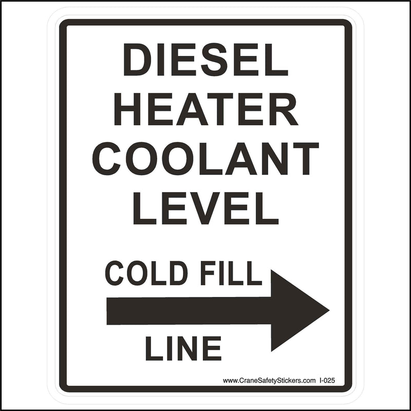 Diesel Heater Coolant Level Label