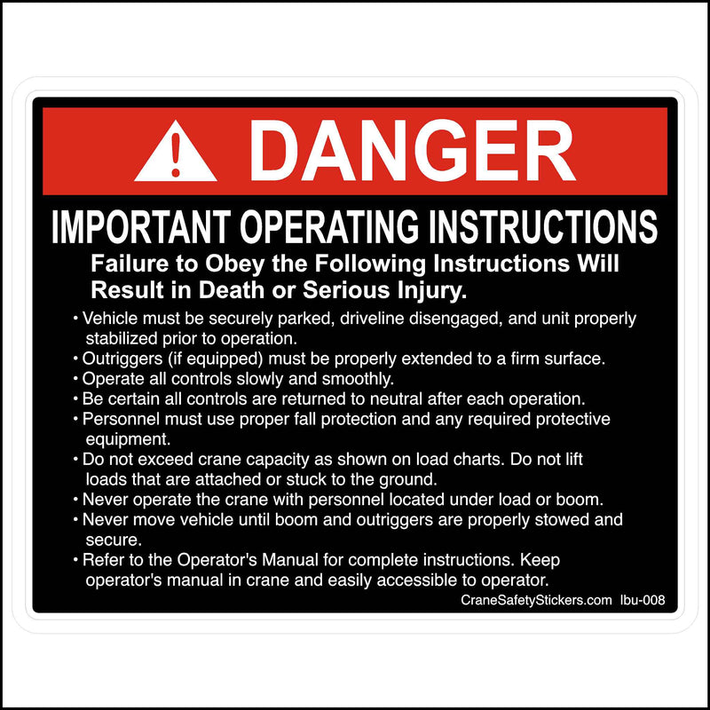 Important Operating Instructions Sticker Vehicle Must Be Parked and St