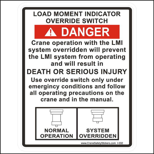 Load Moment Indicator Override Switch Decal
