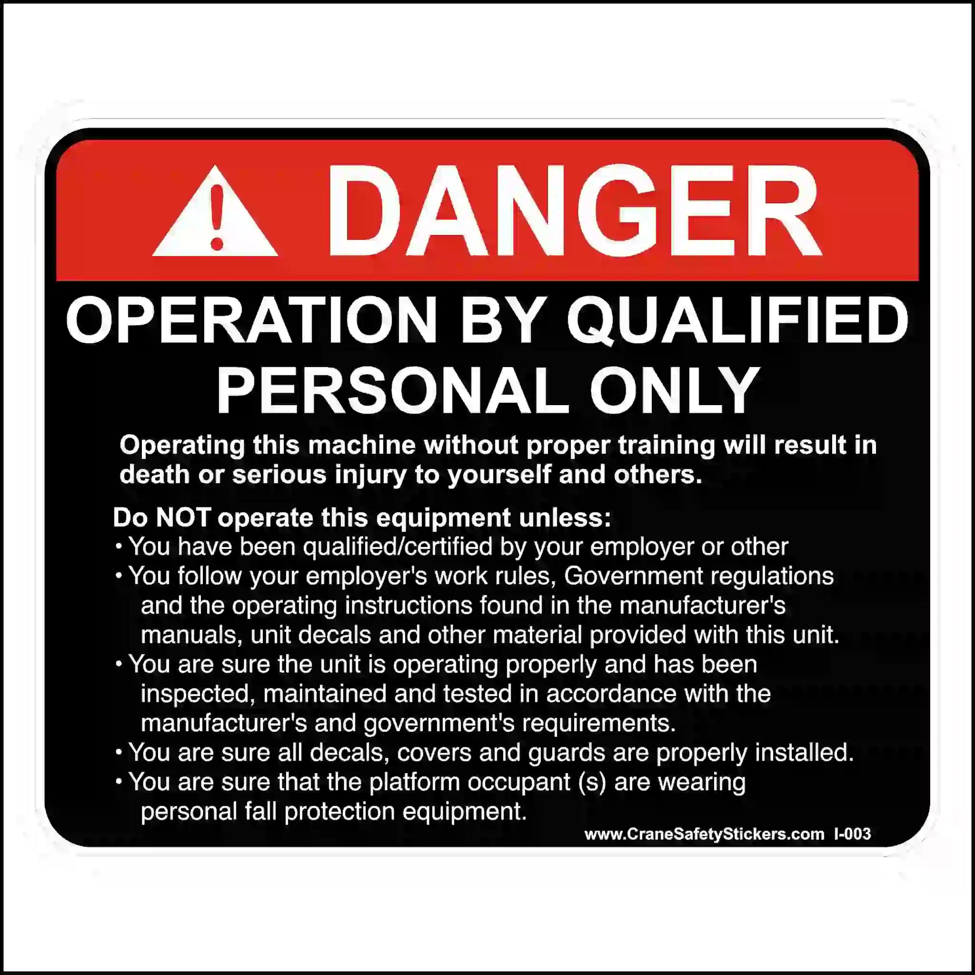 Bucket Truck Safety Stickers and Kits - OSHA & ANSI-Compliant Crane ...