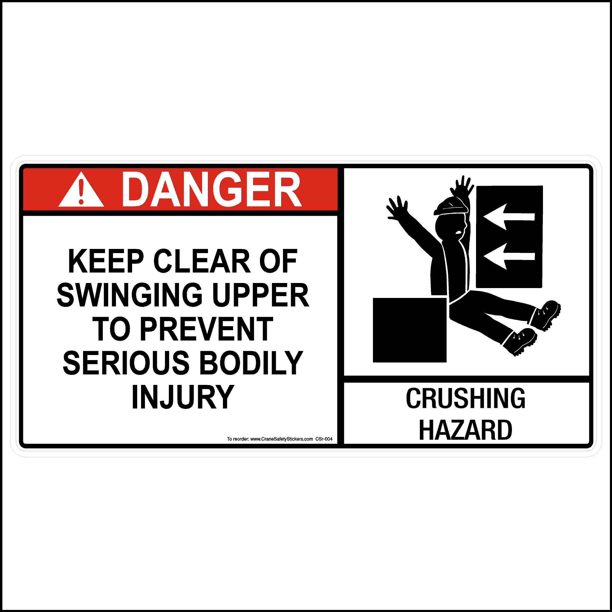 Rotation Hazard Sticker for Rough Terrain Cranes Superstructure Rotation
