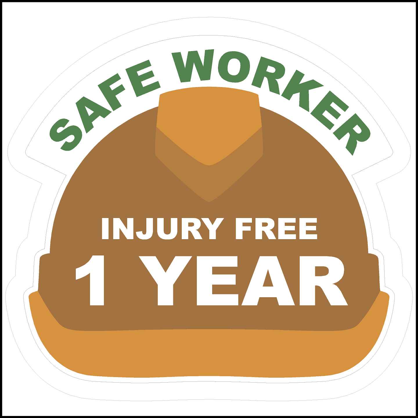 Hard Hat Sticker Injury Free 1 Year Safe Worker - Safety Stickers