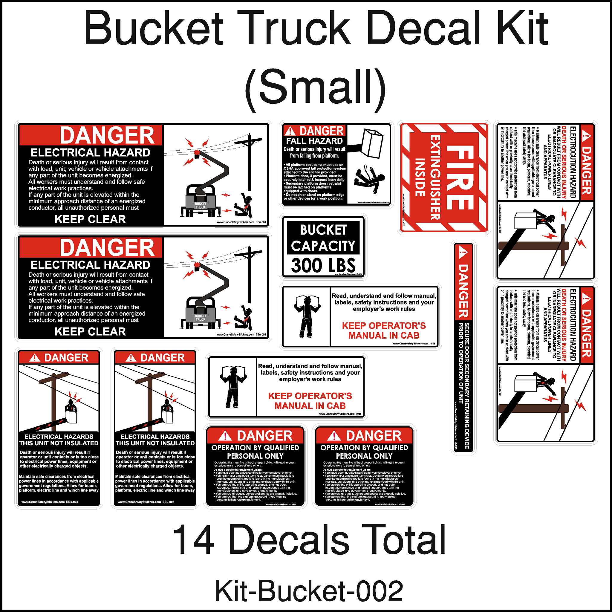 Crane Safety Sticker Kits for Cranes, Crawlers, Bucket and Boom Trucks